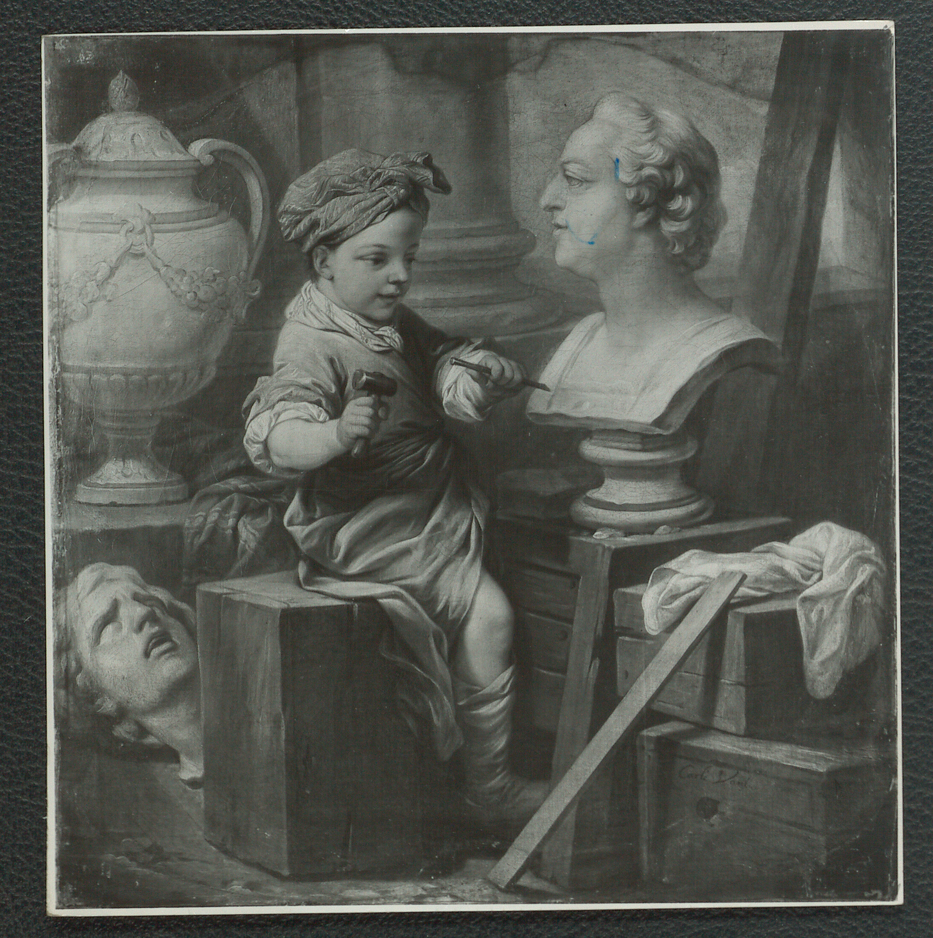 Carl van Loo: Allegorisches Gemälde darstellend "Die Skulptur". Öl ...