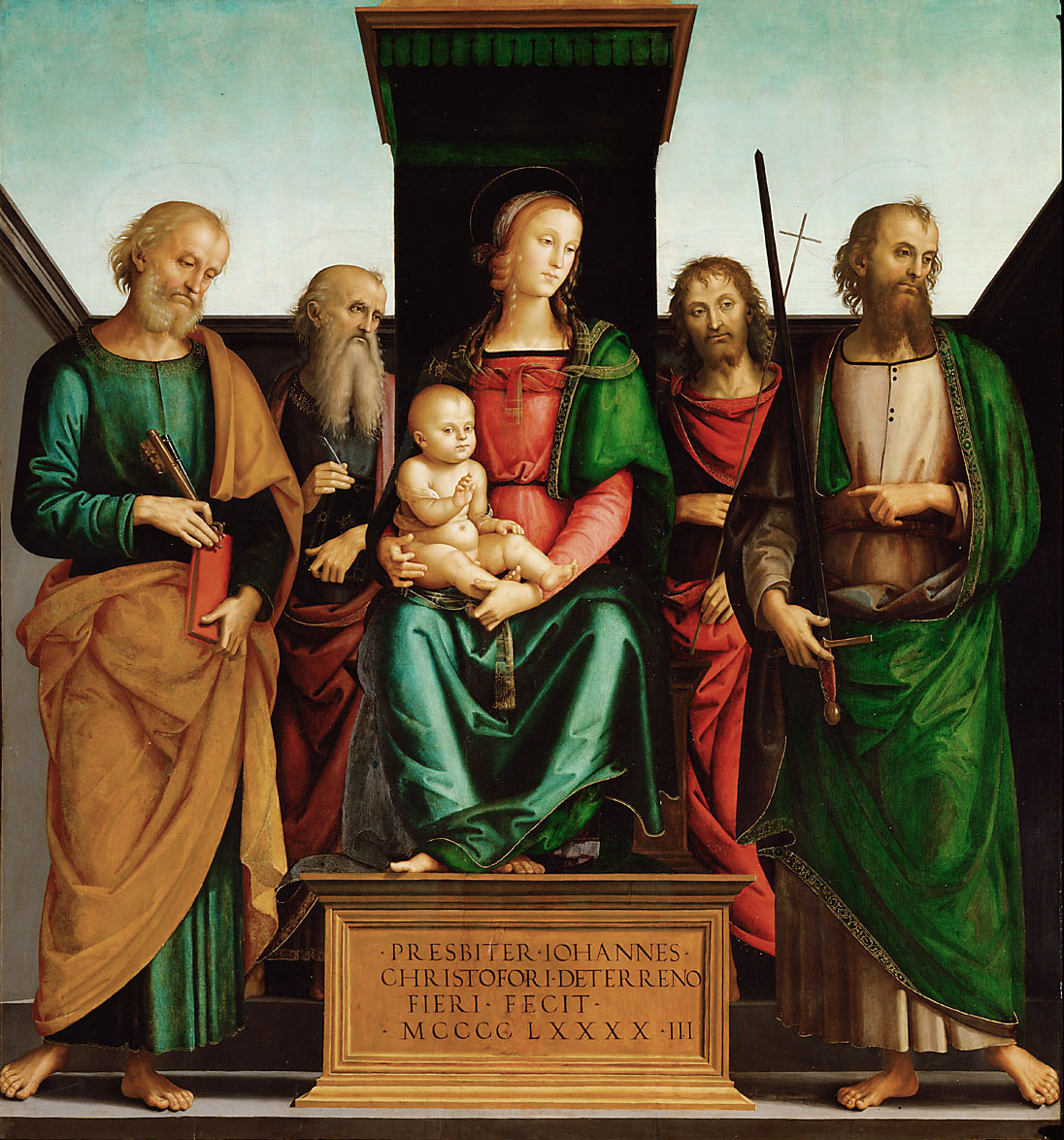 Maria mit Kind und den hll. Petrus, Johannes Evangelist (?), Johannes d. Täufer und Paulus ...
