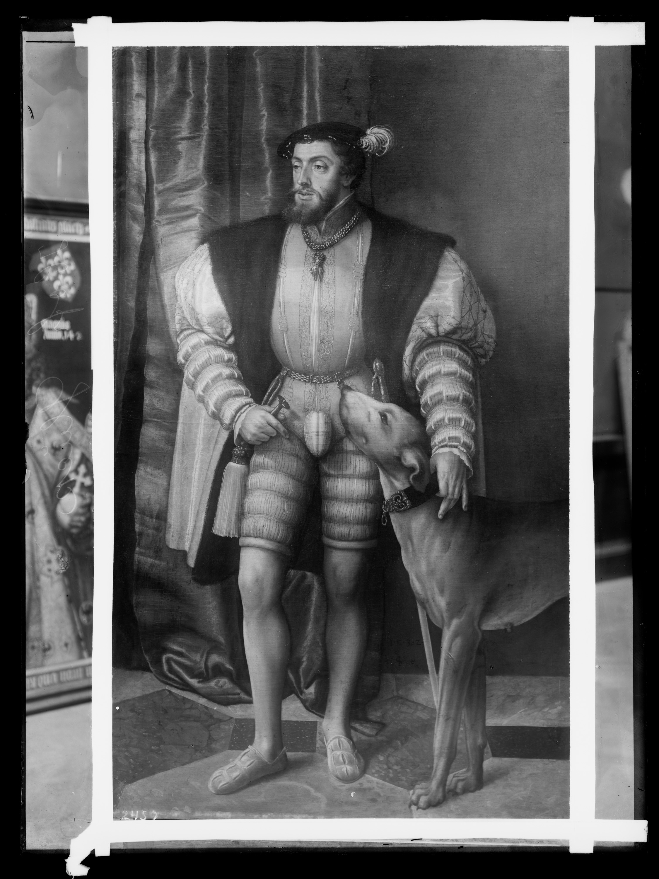 Kaiser Karl V. (1500-1558) mit seinem Englischen Wasserhund ...