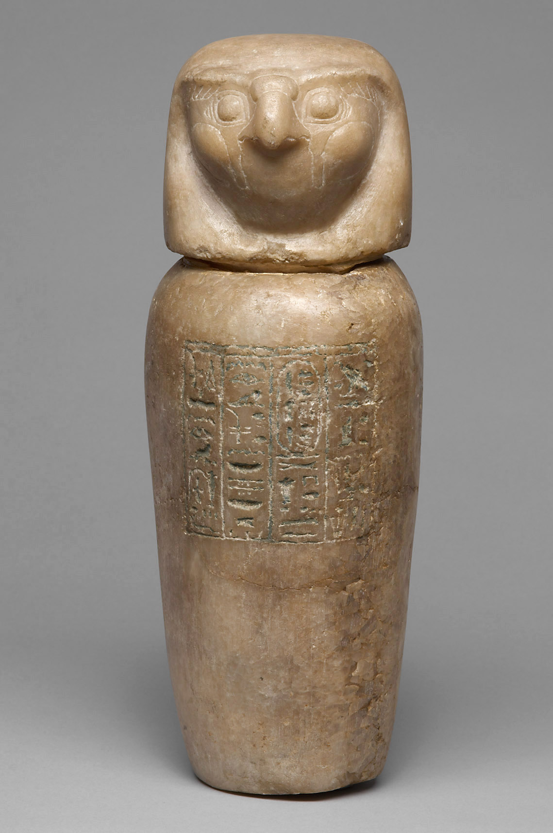 Kanope der Tjes-bastet-peret mit Deckel in Form eines Falkenkopfes ...